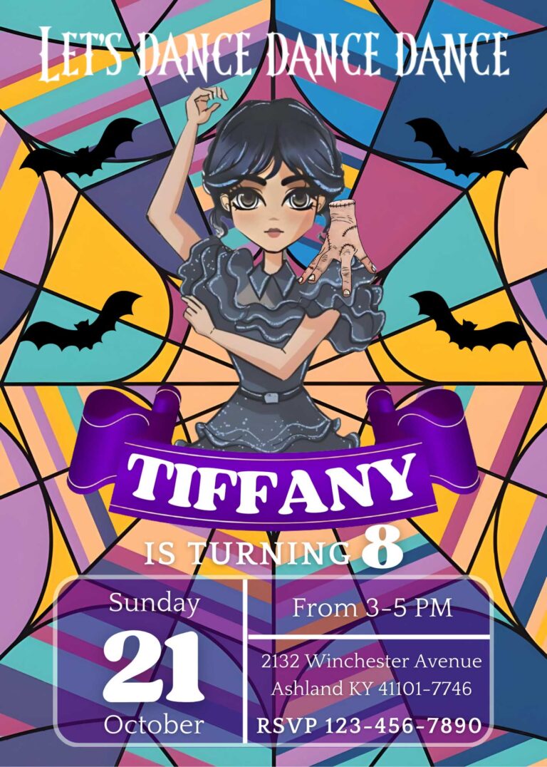 Editable Wednesday Birthday Party Invitation Template | Lovely Invitation