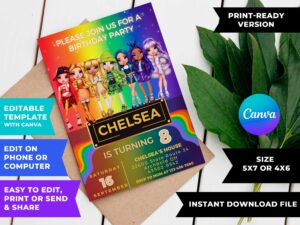 Editable Rainbow High Birthday Invitation Template | Sweet Invite