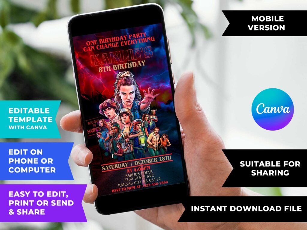 Editable Stranger Things Birthday Invitation Template | Terrific Invite