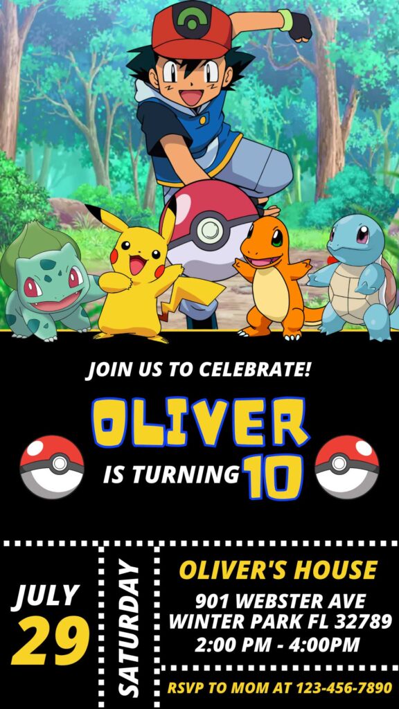 Editable Pokémon Birthday Invite Template | Amazing Invitation