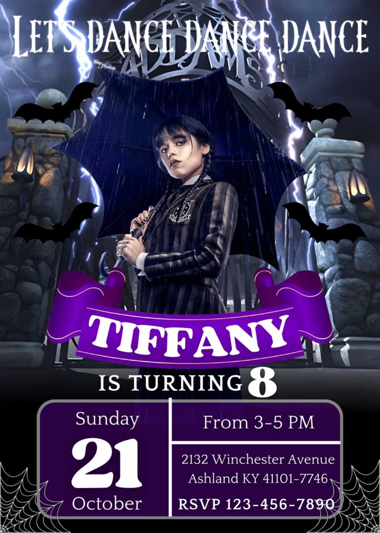 Editable Wednesday Birthday Party Invitation Template | Lovely Invitation