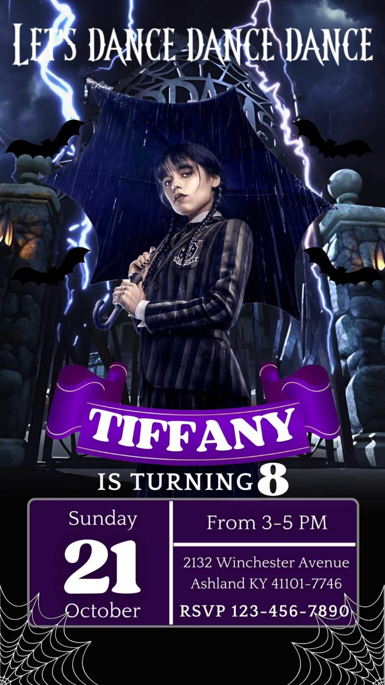 Editable Wednesday Birthday Party Invitation Template | Lovely Invitation