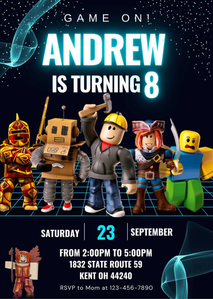 Editable Roblox Birthday Invitation Template | Spectacular Invite