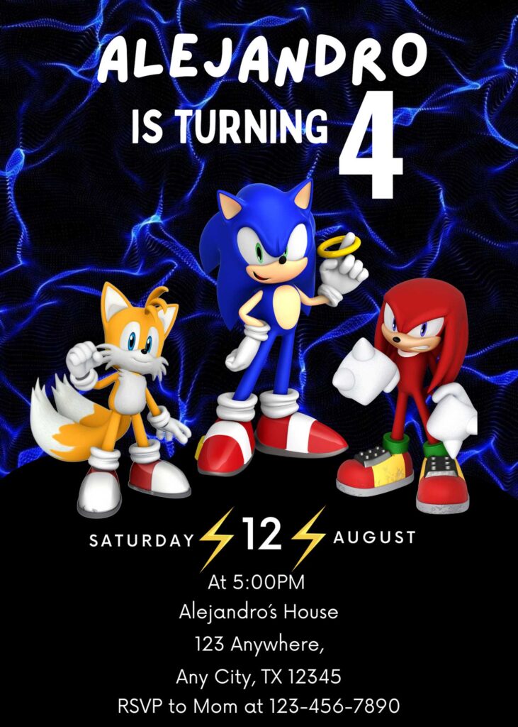 Editable Sonic Prime Birthday Invitation Template | Amazing Invite