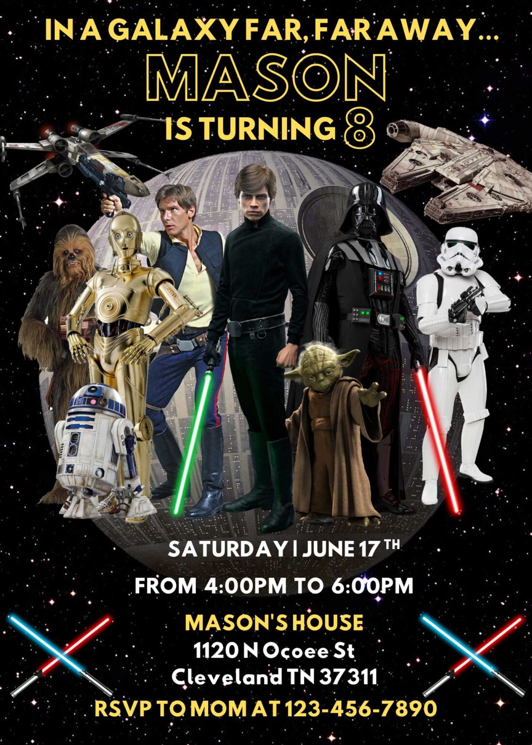 Editable Star Wars Birthday Invitation Template | Thrilling Invite