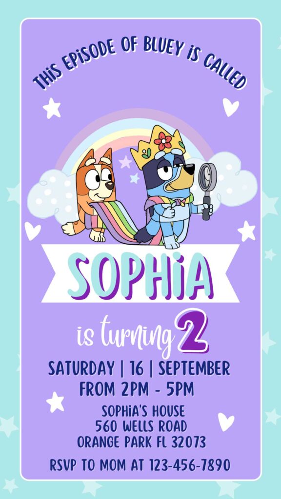 Editable Bluey Birthday Invitation Template | Lovely Invite