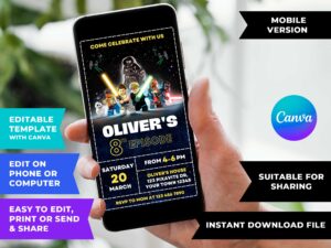 Editable Lego Star Wars Birthday Invite Template | Amazing Invitation