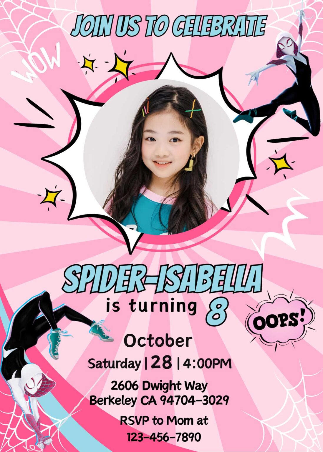 Editable Spider-Woman Birthday Invitation Template | Fantastic Invite