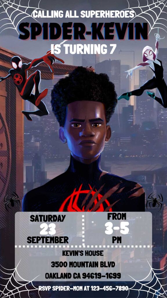Editable Spiderman Miles Morales Birthday Invite Template | Fantastic ...