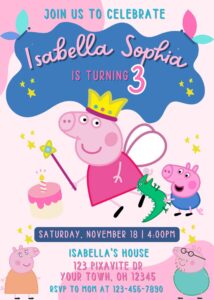 Editable Peppa Pig Birthday Invitation Template | Adorable Invite