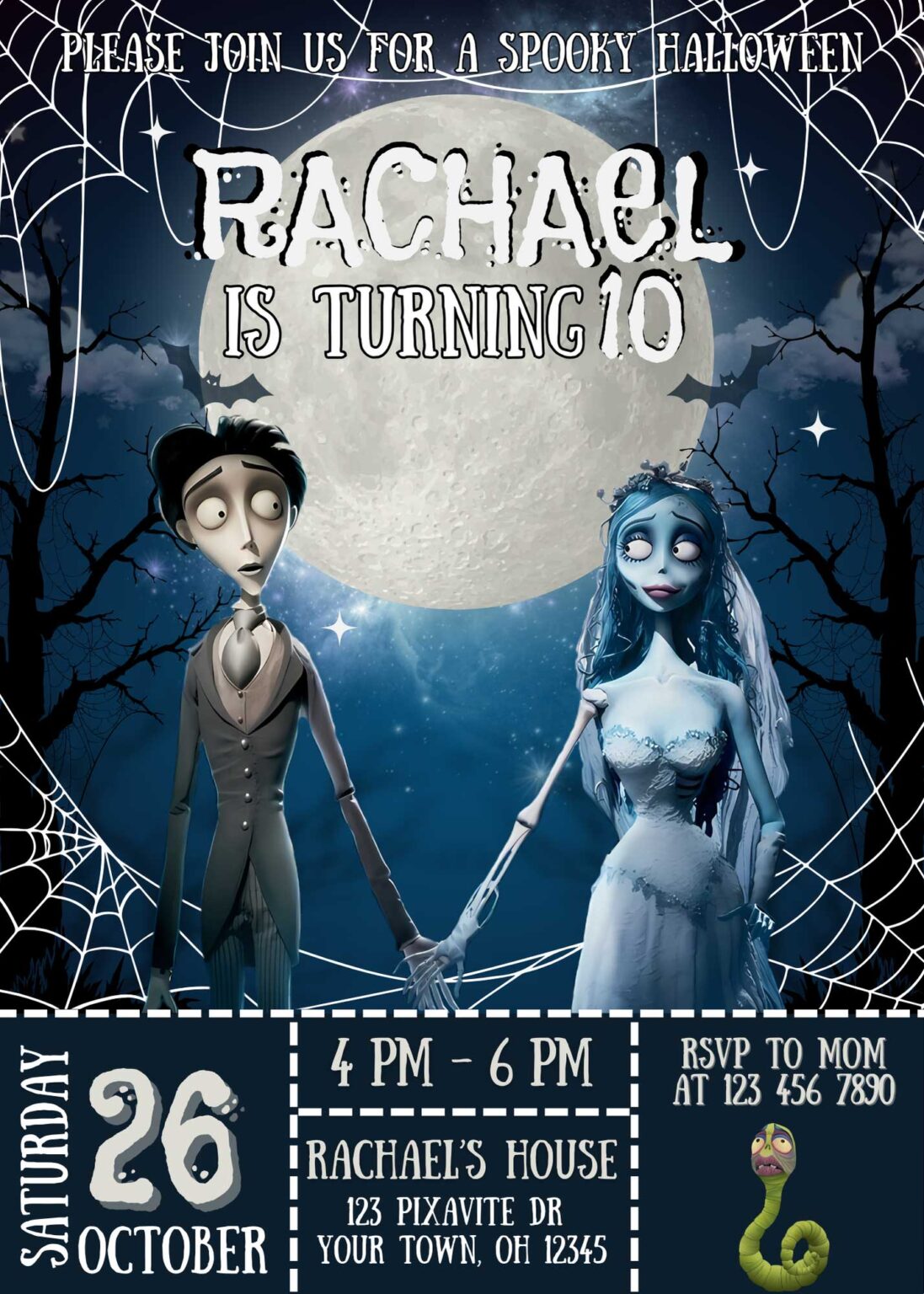 Editable Corpse Bride Halloween Birthday Invitation Template | Spooky ...