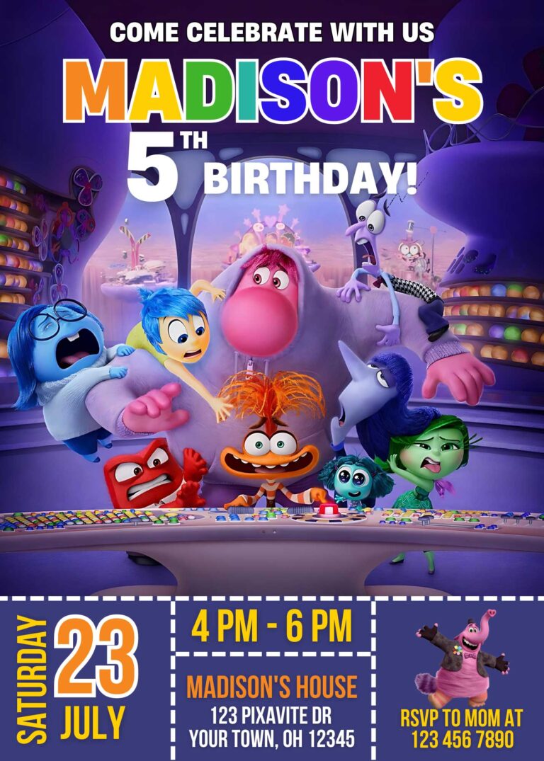 Editable Inside Out 2 Birthday Invite Template | Lovely Invite