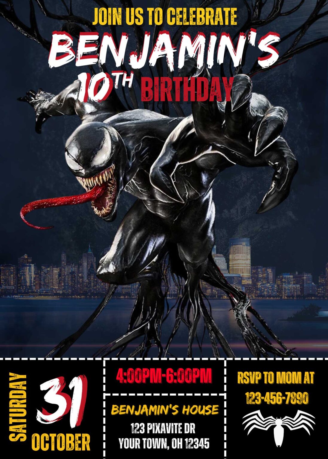 Editable Venom The Last Dance Birthday Invite Template | Amazing Invite