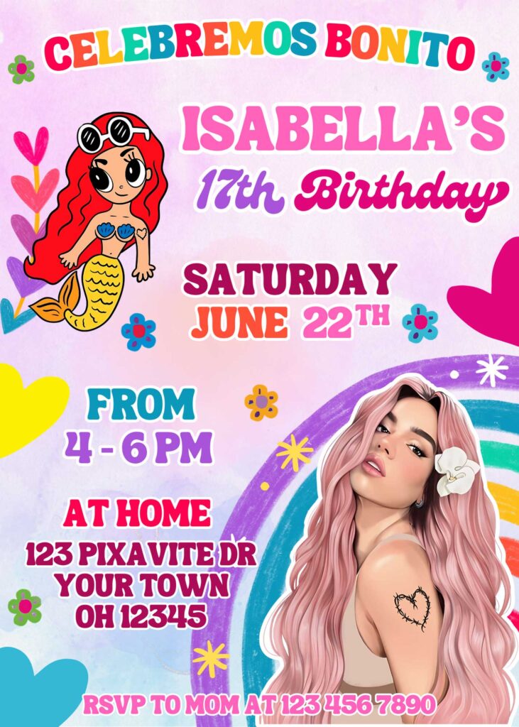 Editable Karol G Birthday Invitation Template | Lovely Invite Editable Karol G Birthday Invitation Template | Lovely Invite