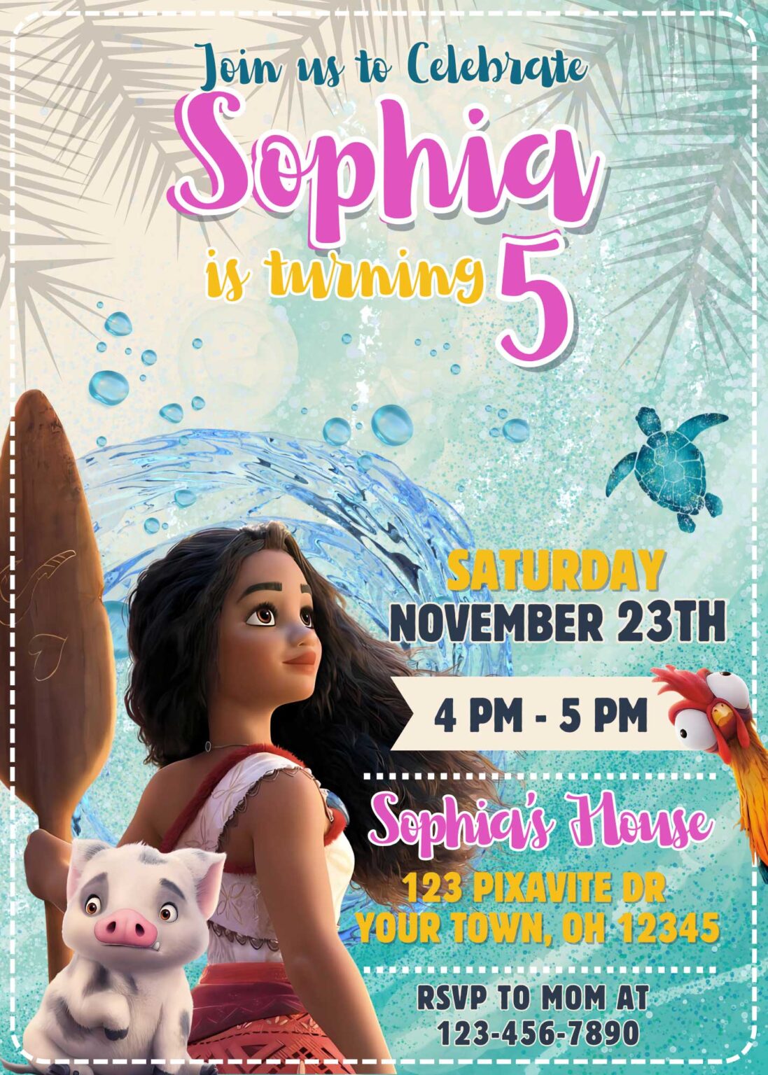 Editable Moana 2 Birthday Invitation Template | Sweet Invite