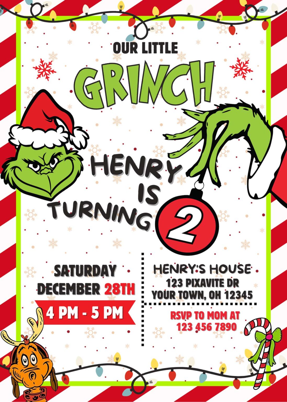 Editable The Grinch Christmas Party Invitation Template | Fantastic Invite