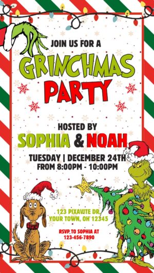 Editable The Grinch Christmas Party Invitation Template | Fantastic Invite