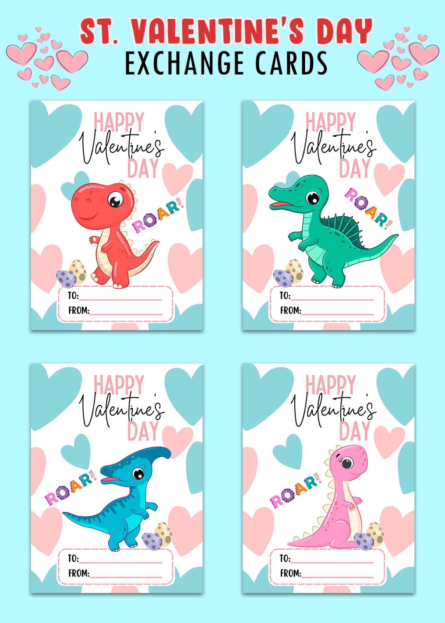 Baby Dinosaurs Valentines Day Cards | Pixavite