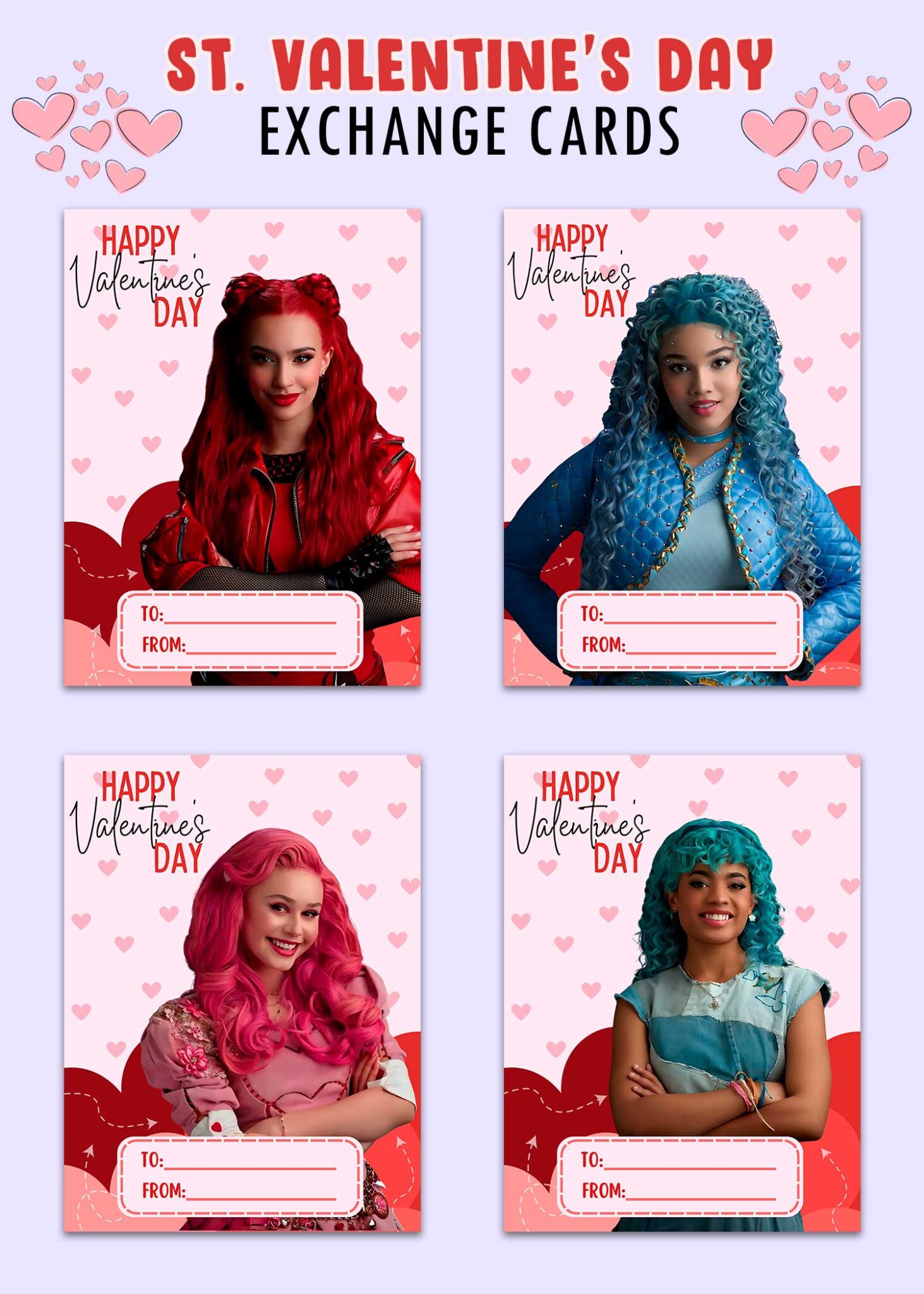 Descendants Rise of Red Valentines Day Cards | Pixavite