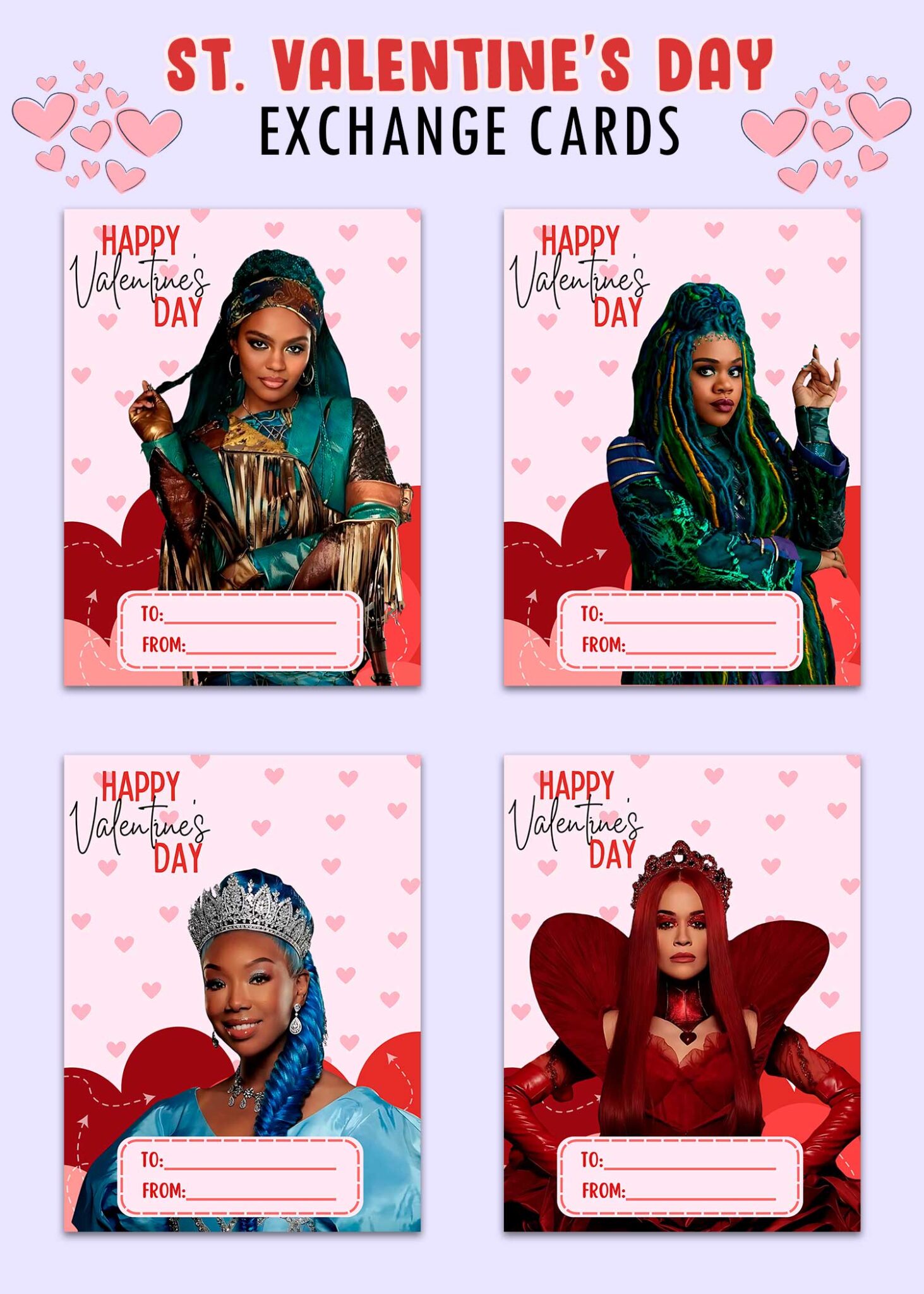 Descendants Rise of Red Valentines Day Cards | Pixavite
