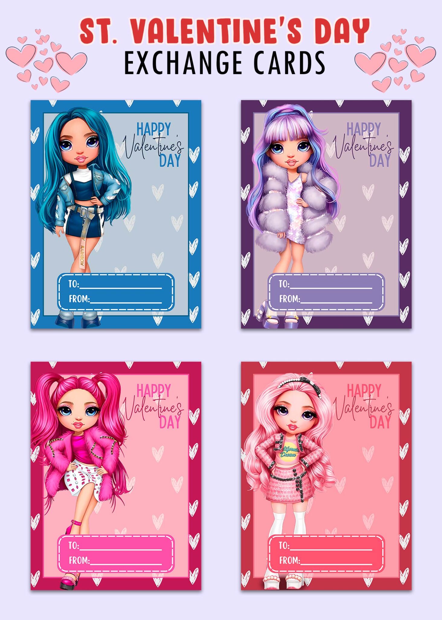 Rainbow High Valentines Day Cards | Pixavite
