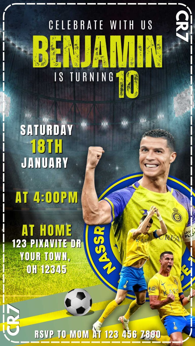 Editable Cristiano Ronaldo Al-Nassr Birthday Invitation Template ...