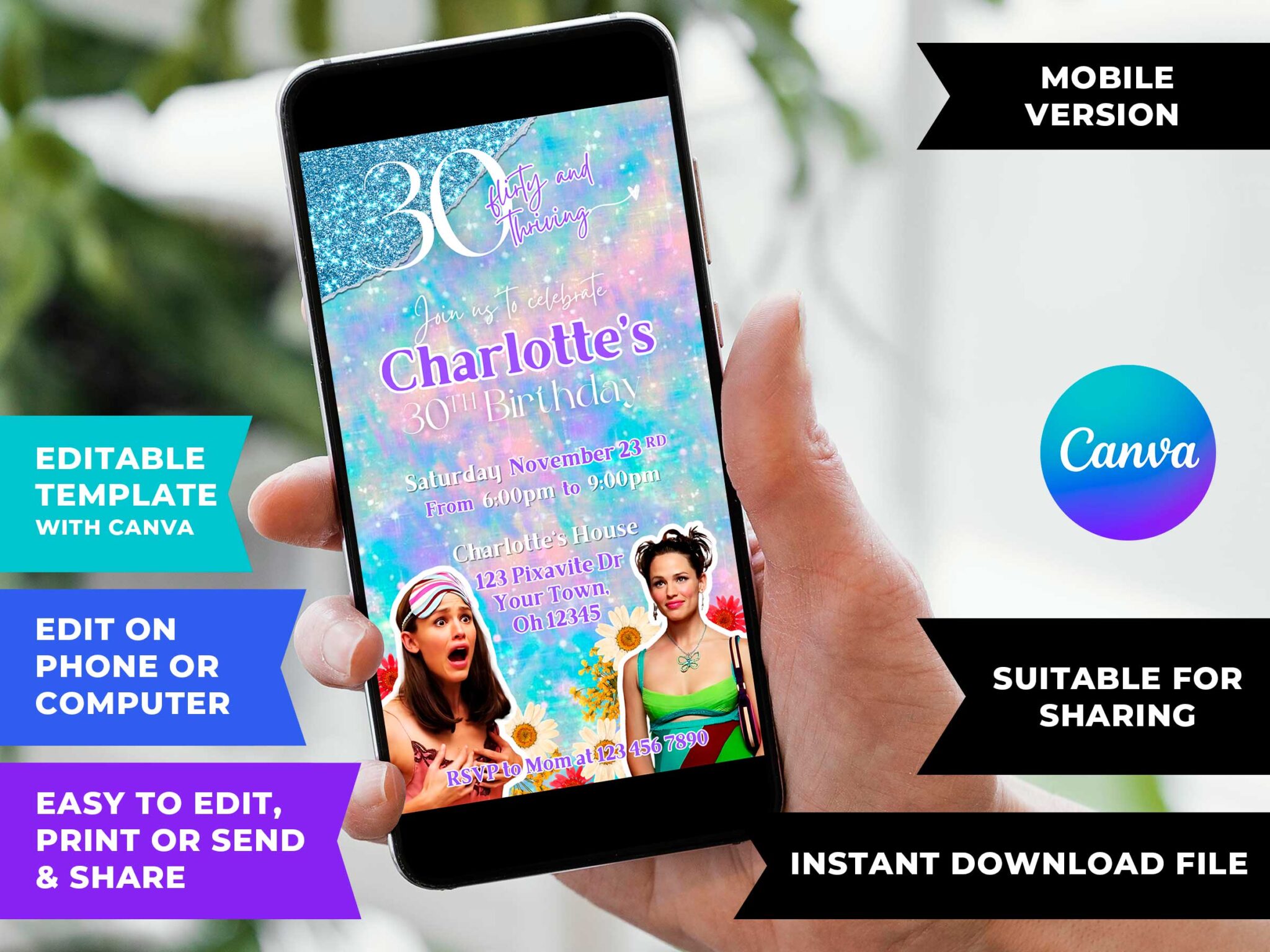 Editable 13 Going on 30 Birthday Invitation Template | Cute Invite
