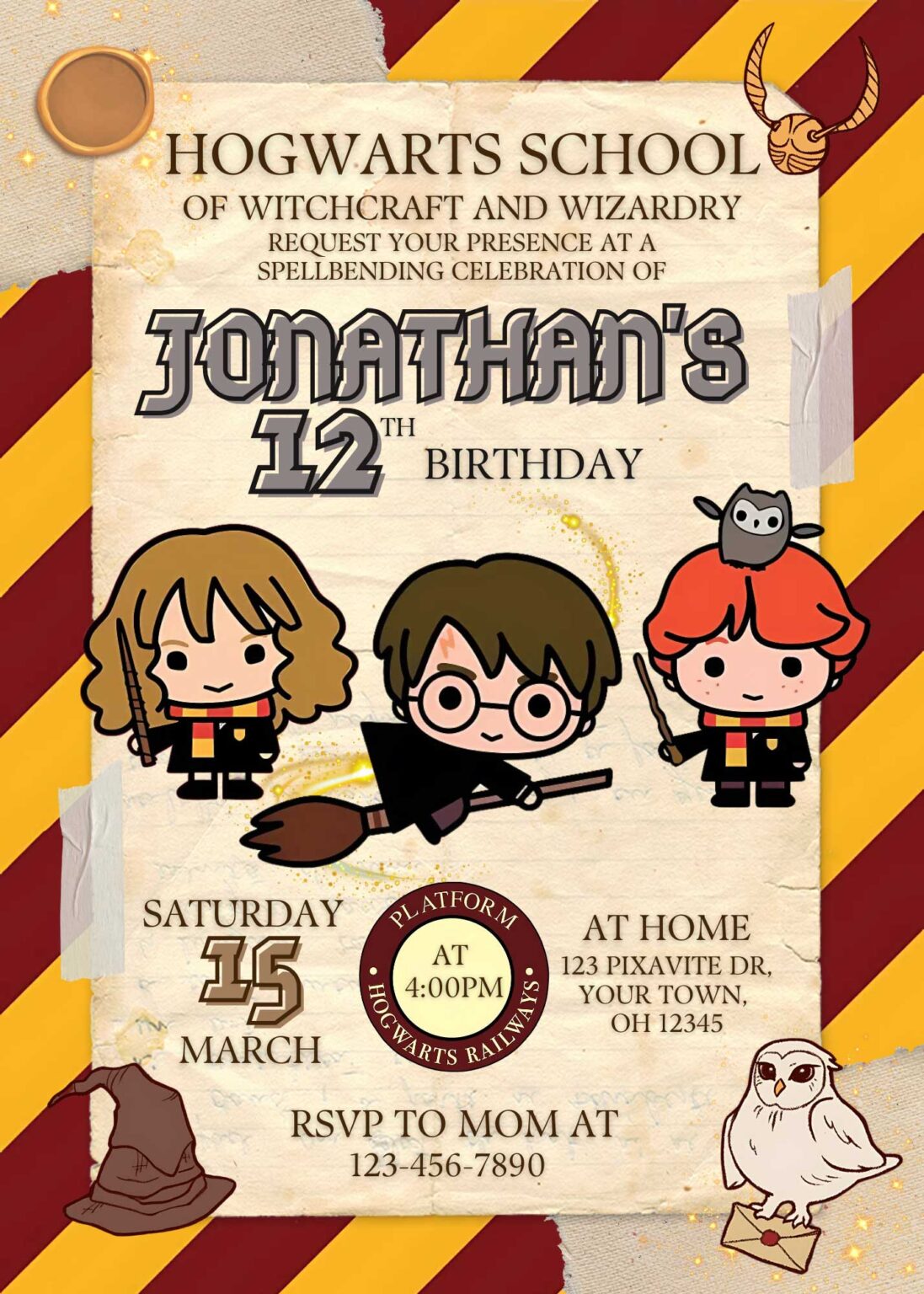 Editable Harry Potter Birthday Invitation Template | Wonderful Invite