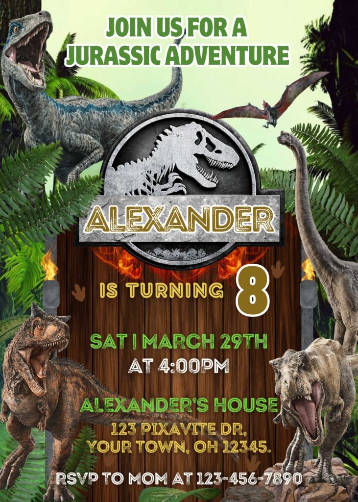 Editable Jurassic World Birthday Invitation Template | Stunning Invite