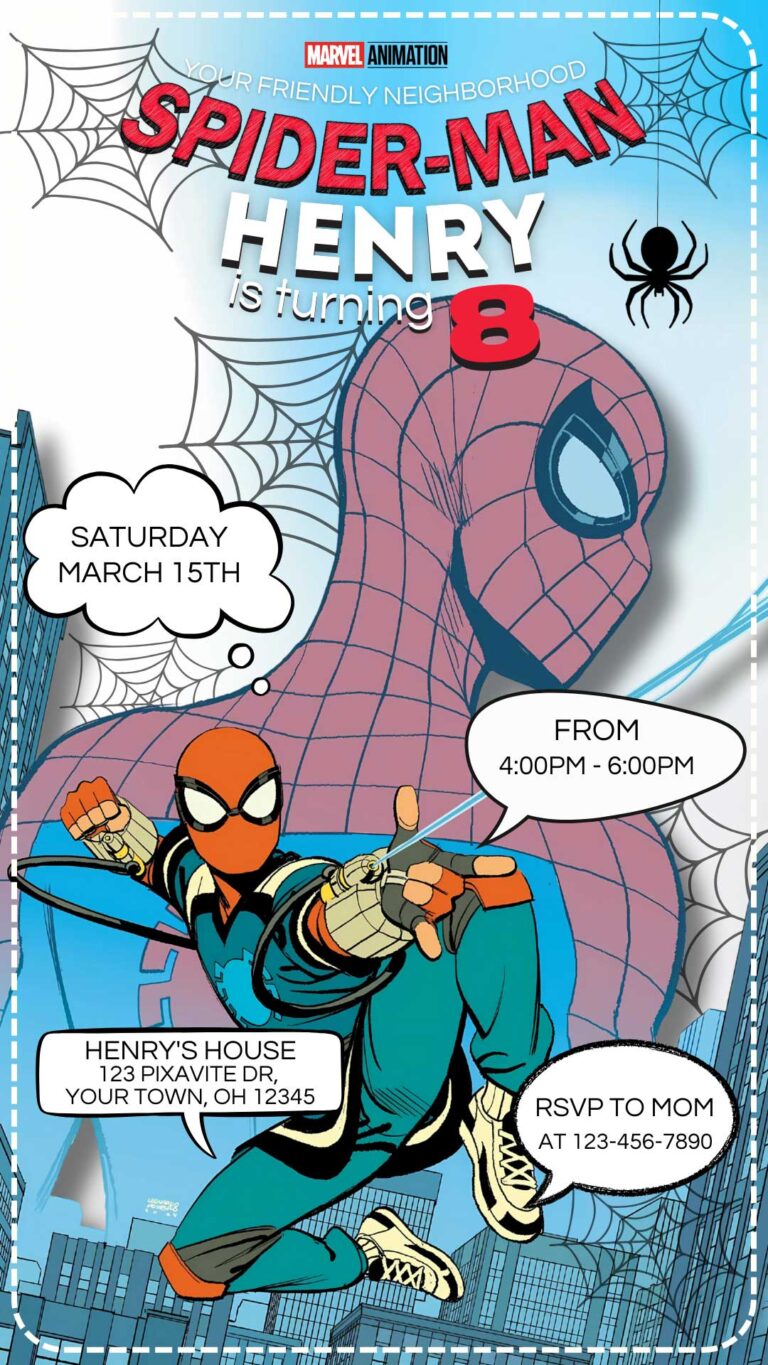 Editable Your Friendly Neighborhood Spider-Man Birthday Invitation ...