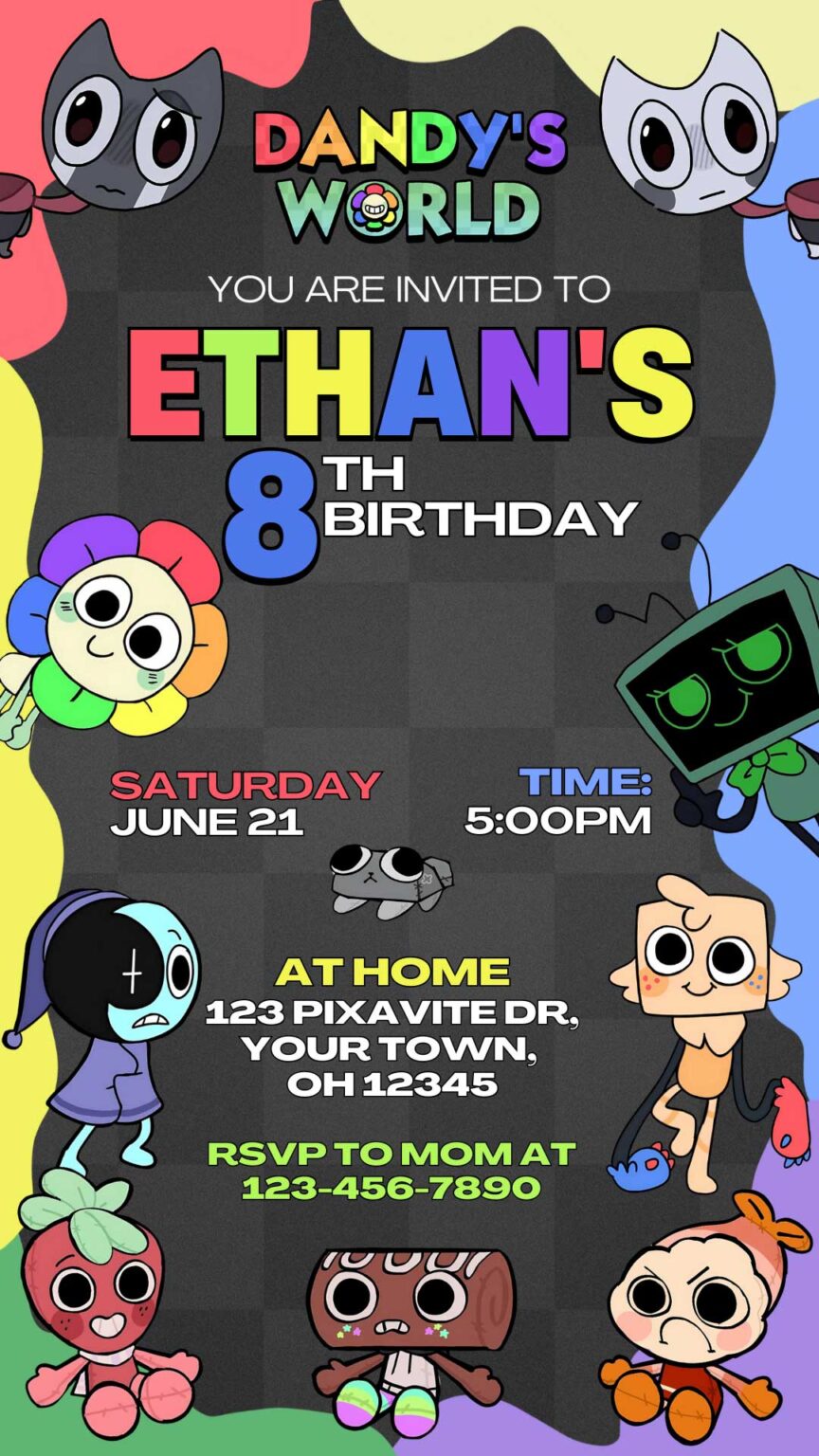 Editable Dandy's World Birthday Invitation Template | Terrific Invite