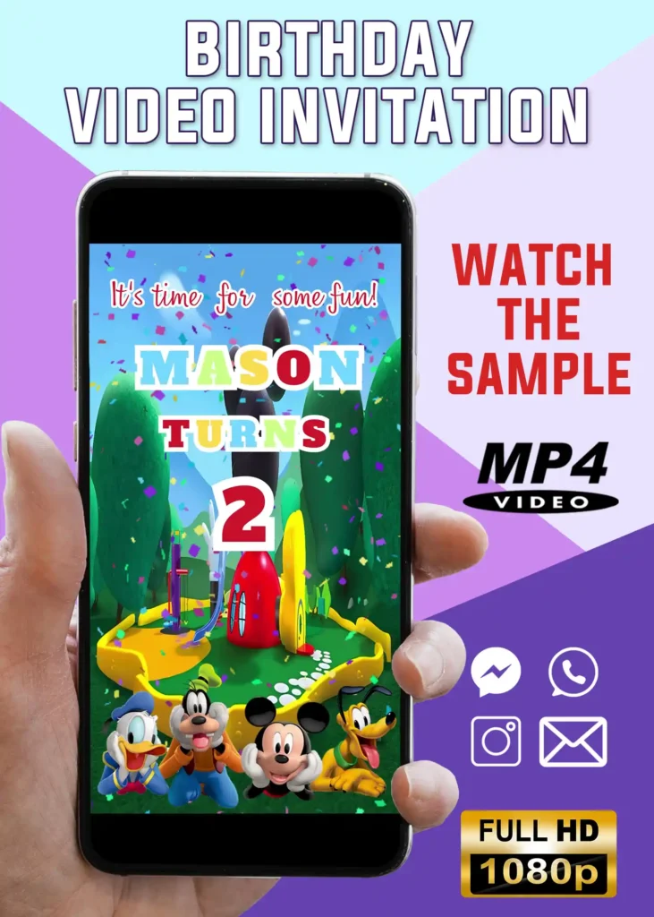 Mickey Mouse Birthday Video Invitation | Animated Invite